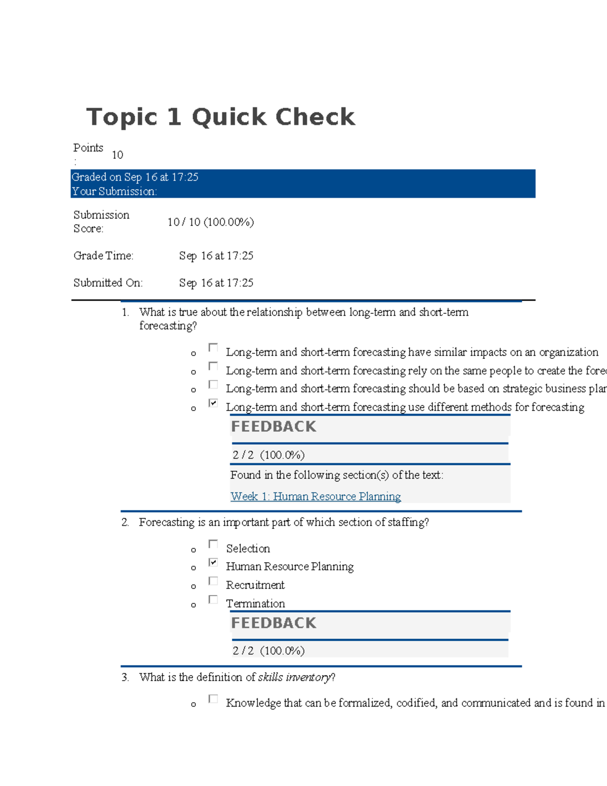 Topic 1 Quick Check - Topic 1 Quick Check Points : 10 Graded on Sep 16 ...