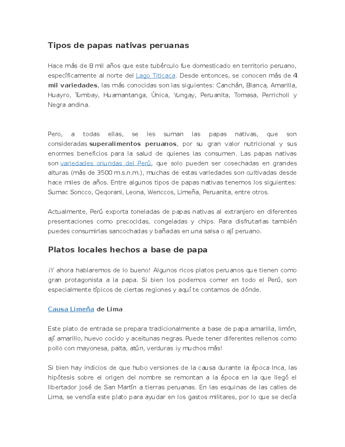 Tipos de papas nativas peruanas - Desde entonces, se conocen más de 4 ...