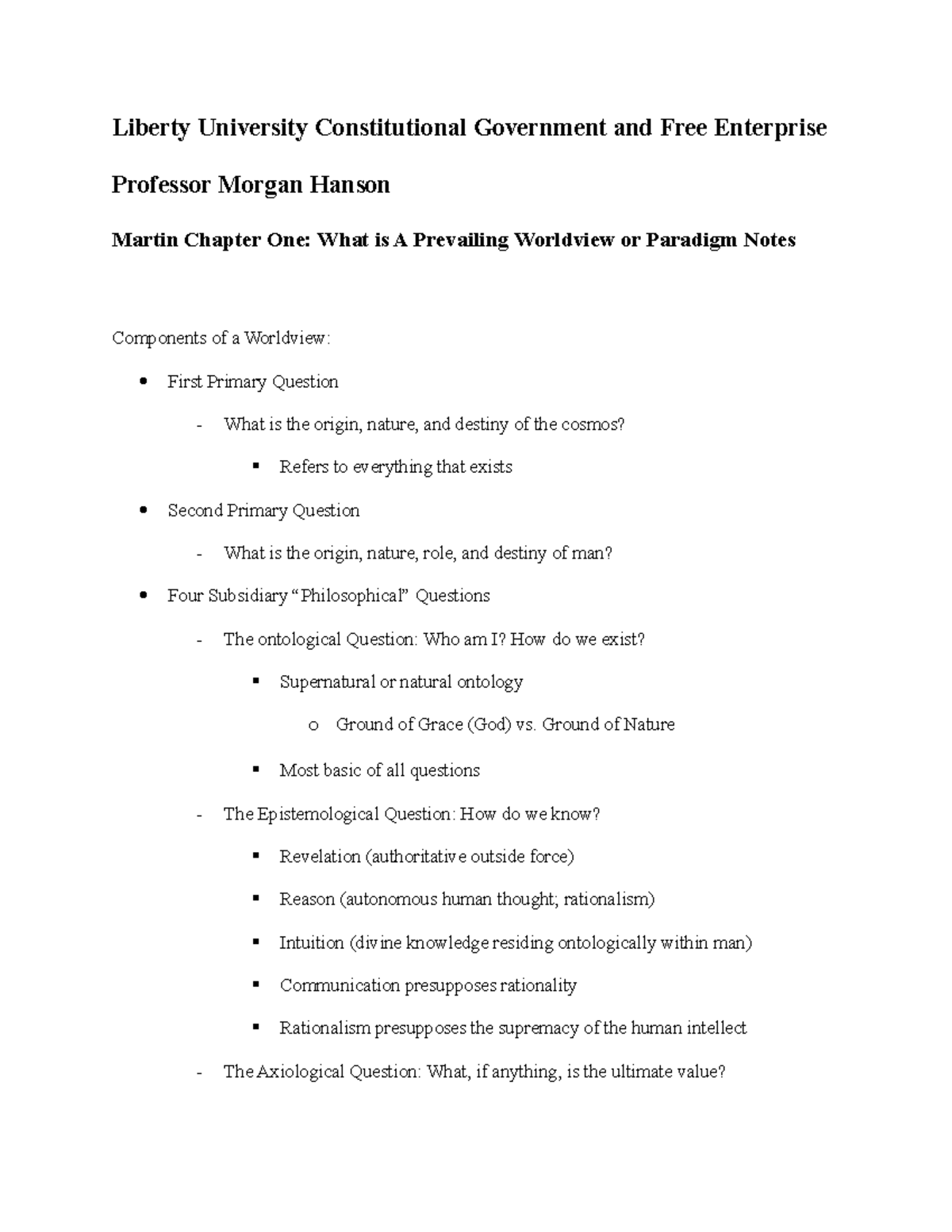 Constitutional Government Chapter One Notes Martin - Liberty University ...