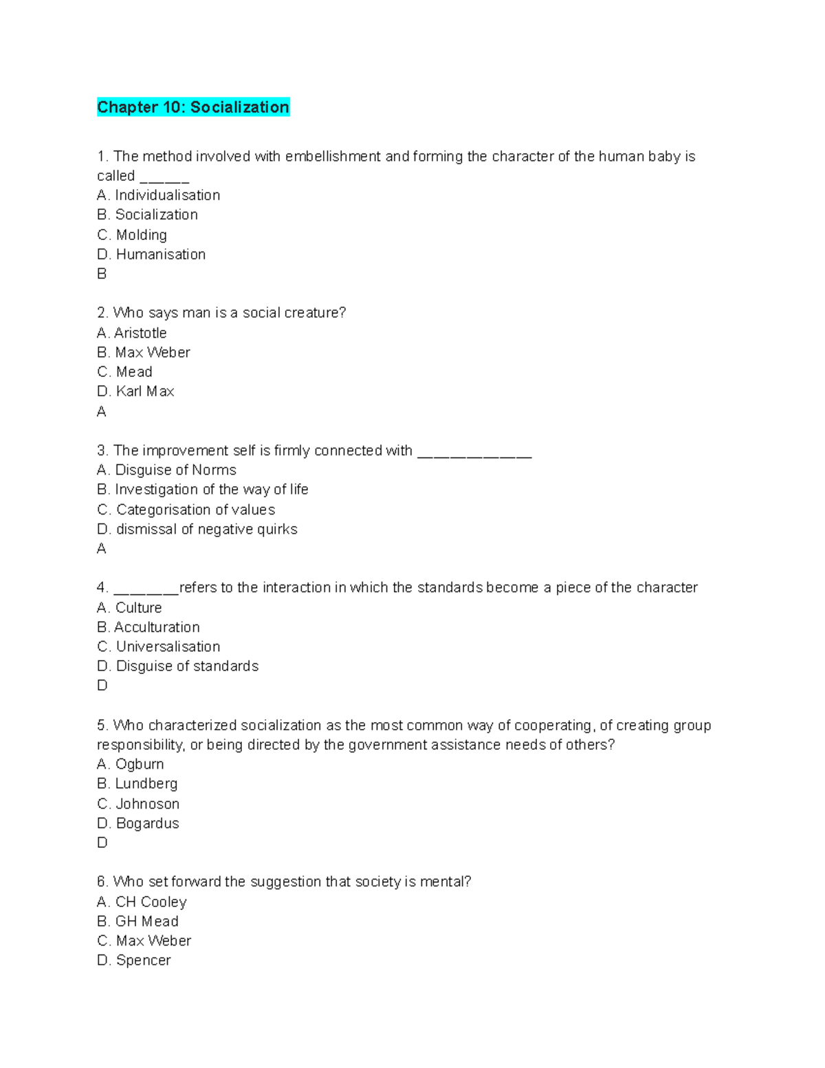Chapter 10 Socialization - Chapter 10: Socialization The method ...