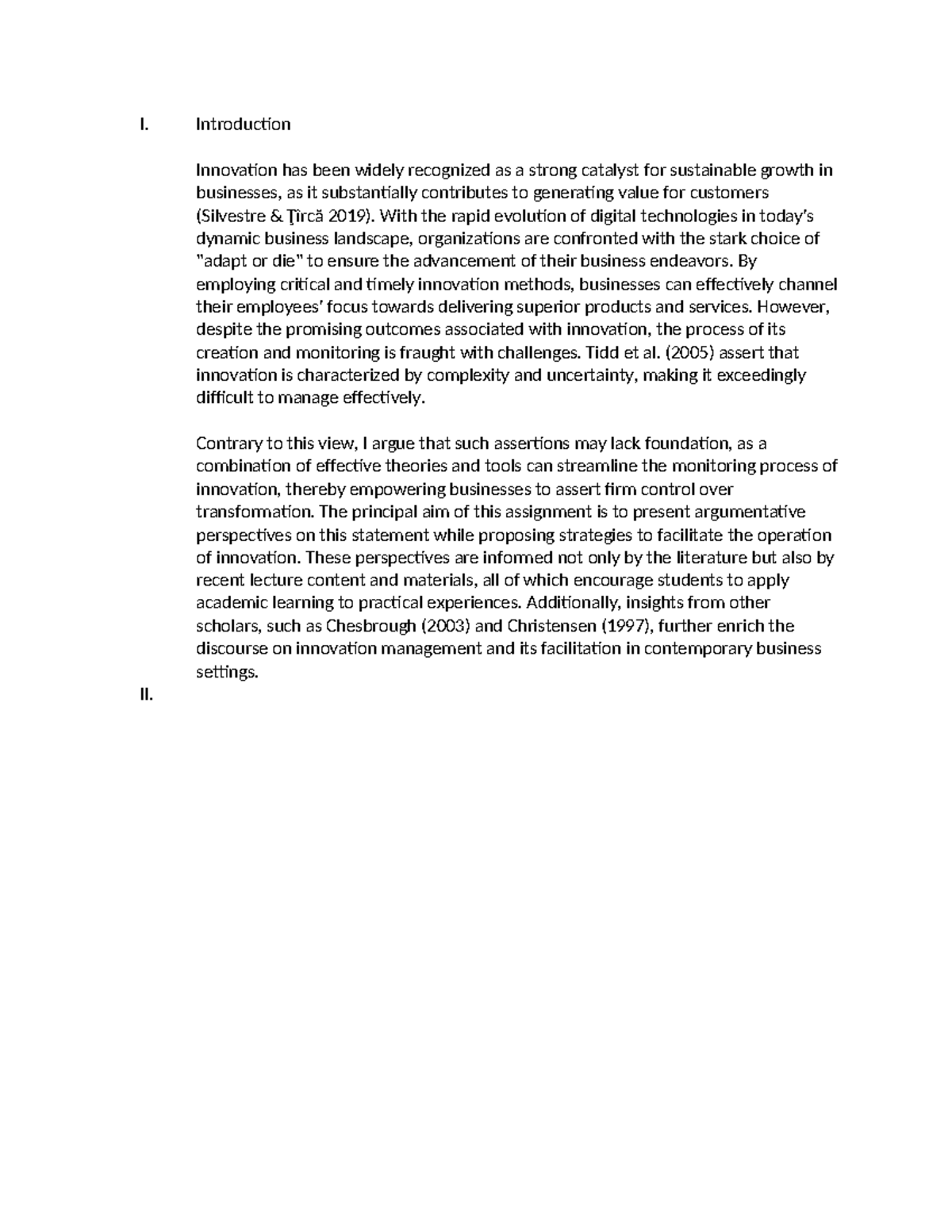 Introduction - ádsad - I. Introduction Innovation has been widely ...