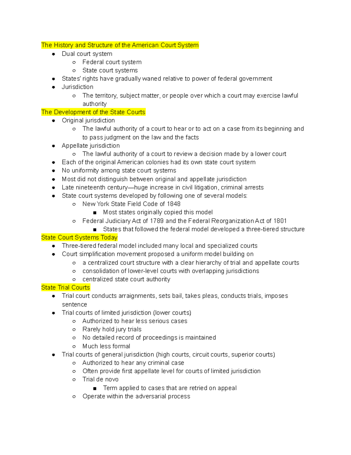 Crim Ch 7 lec notes pt 1 - The History and Structure of the American ...