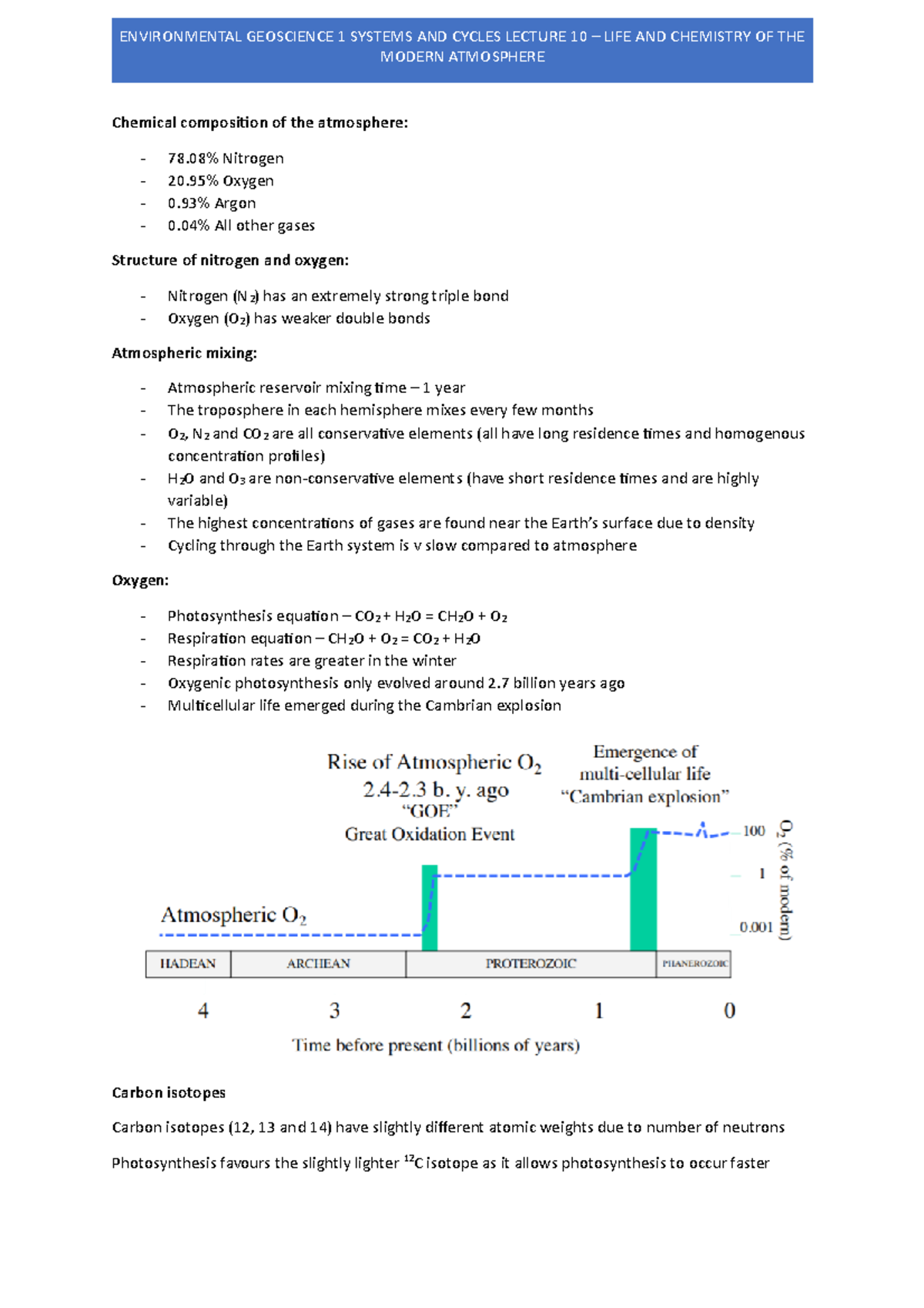 Lecture 10 - Chemistry of modern atm - Chemical composition of the ...