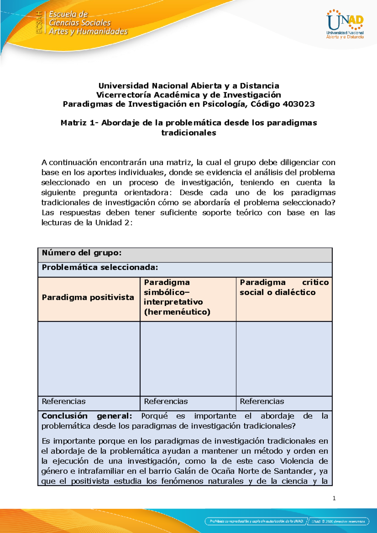 Matriz 1 - Abordaje de la problemática desde los paradigmas ...