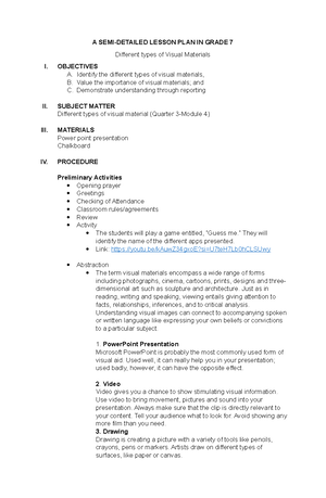 A Detailed Lesson PLAN FOR Grade 7 - A DETAILED LESSON PLAN IN GRADE 7 ...