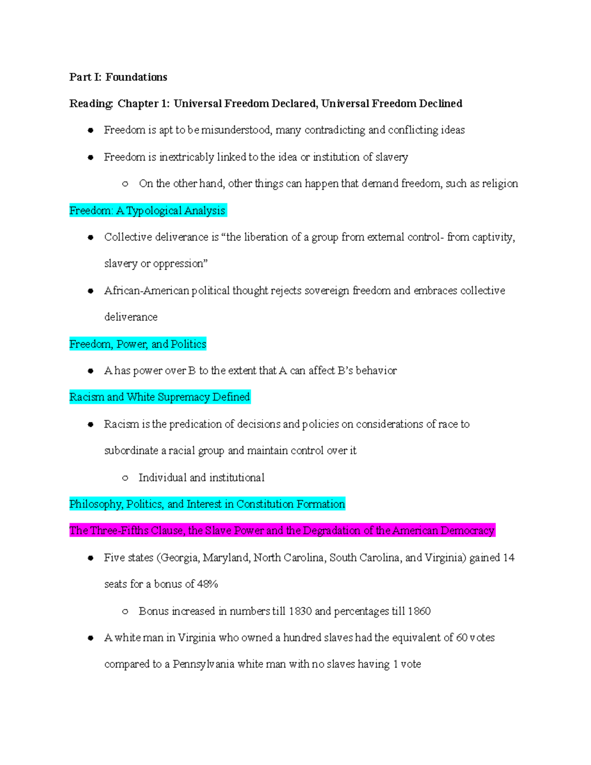 African american politics notes outline - Part I: Foundations Reading ...