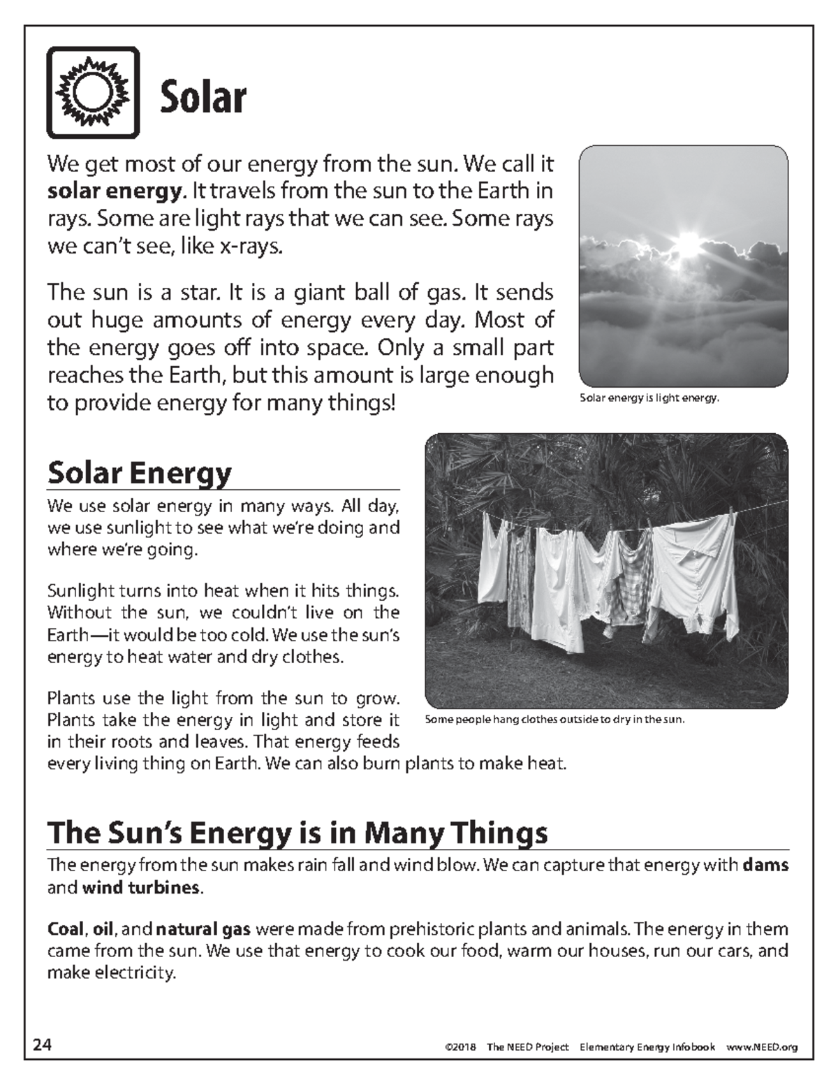 Solar E - 24 ©2018 The NEED Project Elementary Energy Infobook NEED We ...