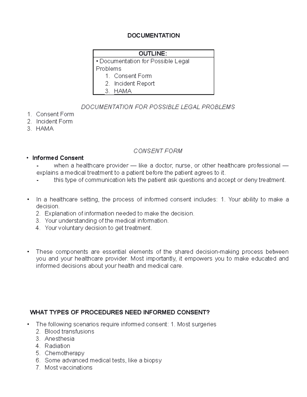 Documentation Handout -3 - DOCUMENTATION DOCUMENTATION FOR POSSIBLE ...