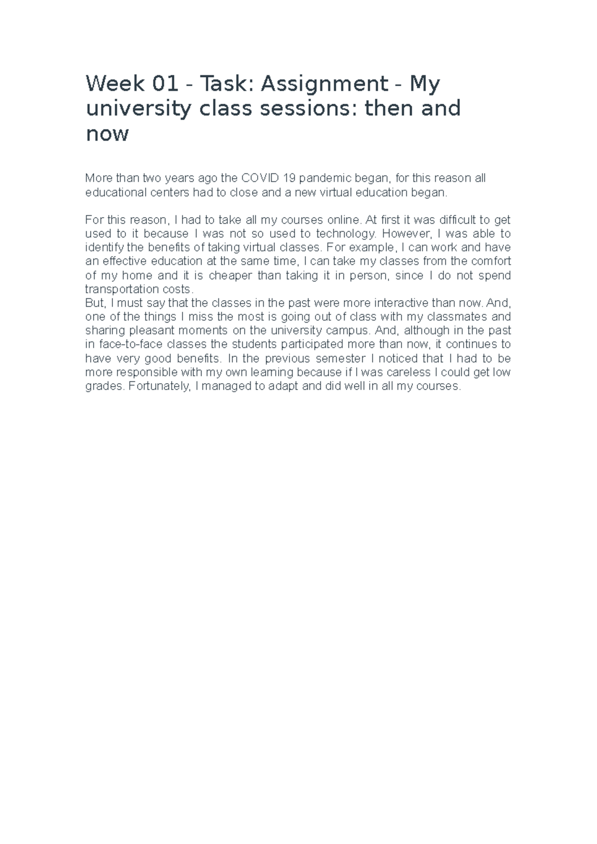 Week 01 Ingl Week 01 Task Assignment My University Class Sessions Then And Now Week 01