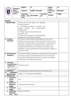 DLP FOR Resume G11 Humss - Republic of the Philippines Region XI ...