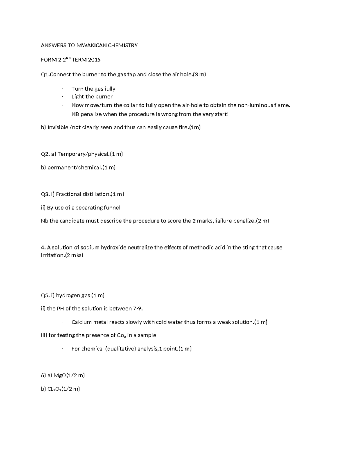 Chem f2 m scheme mod08042022001 - ANSWERS TO MWAKICAN CHEMISTRY FORM 2 ...