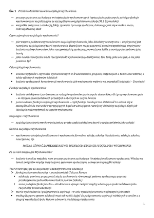 Socjologia wychowania - GŁÓWNE TEORIE SOCJOLOGICZNE JAKO PODSTAWA KSZTAŁTOWANIA SIĘ KONCEPCJI ...