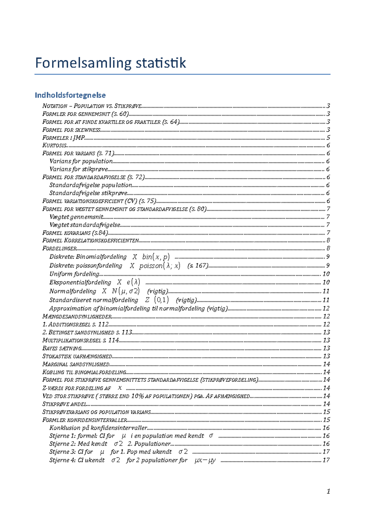 Formelsamling - Resumé Afsætningsøkonomi - Formelsamling statistik ...