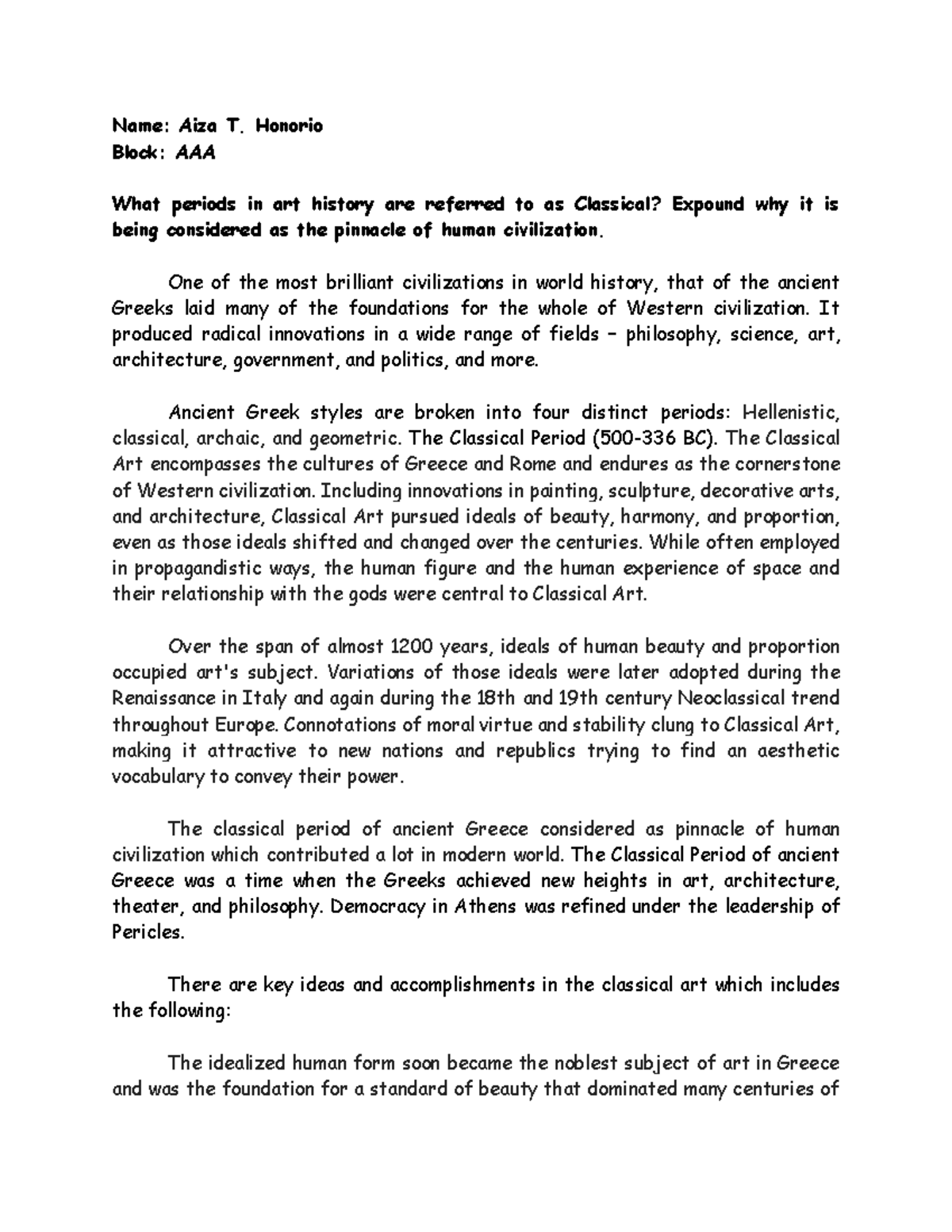 Reflective essay - Art App - Name: Aiza T. Honorio Block: AAA What ...