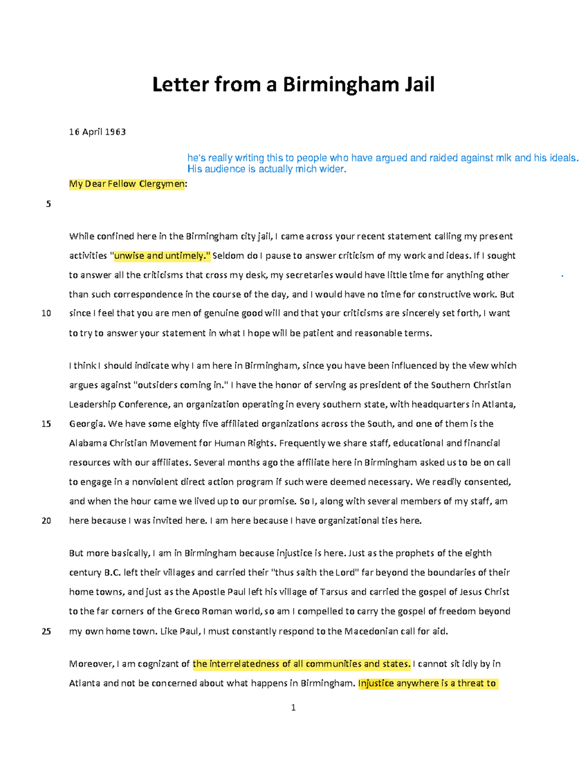 M. Luther King - Letter from a Birmingham Jail - Letter from a ...