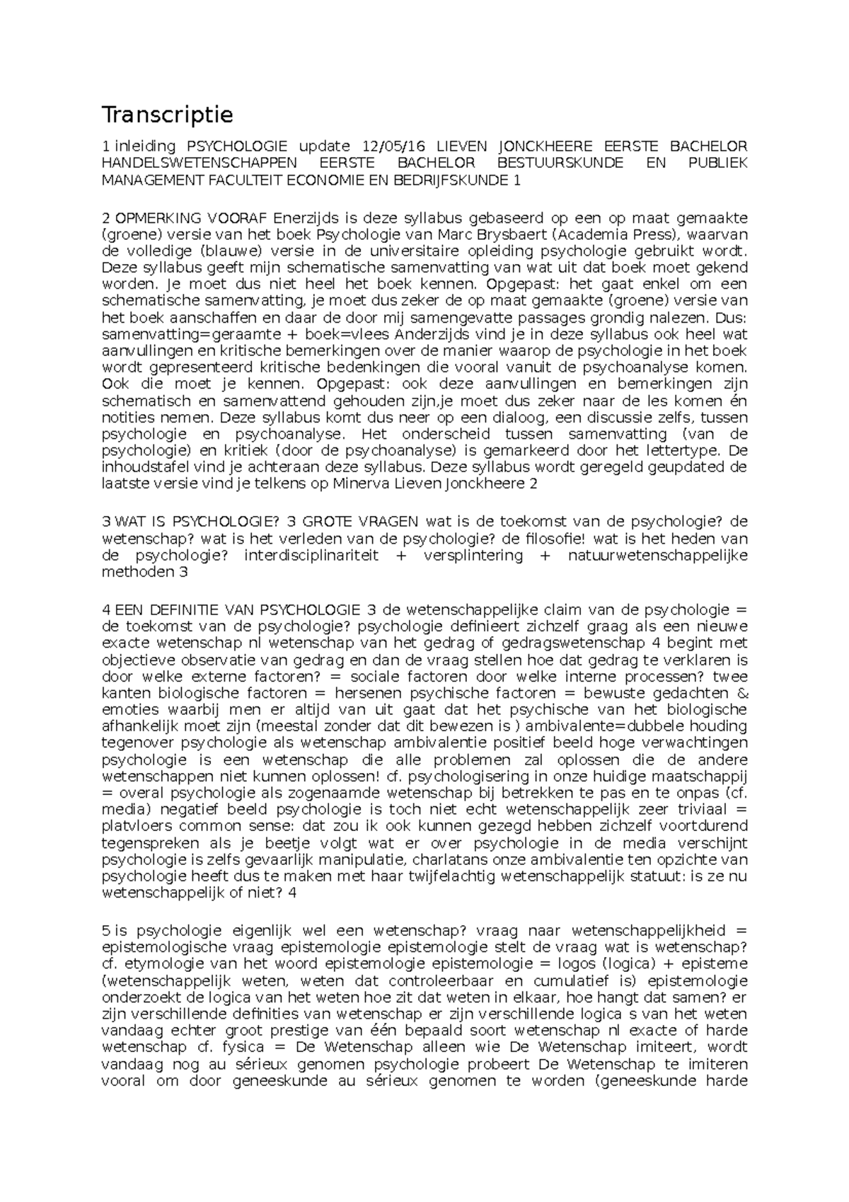 Psychologie een inleiding internet - Transcriptie 1 inleiding ...