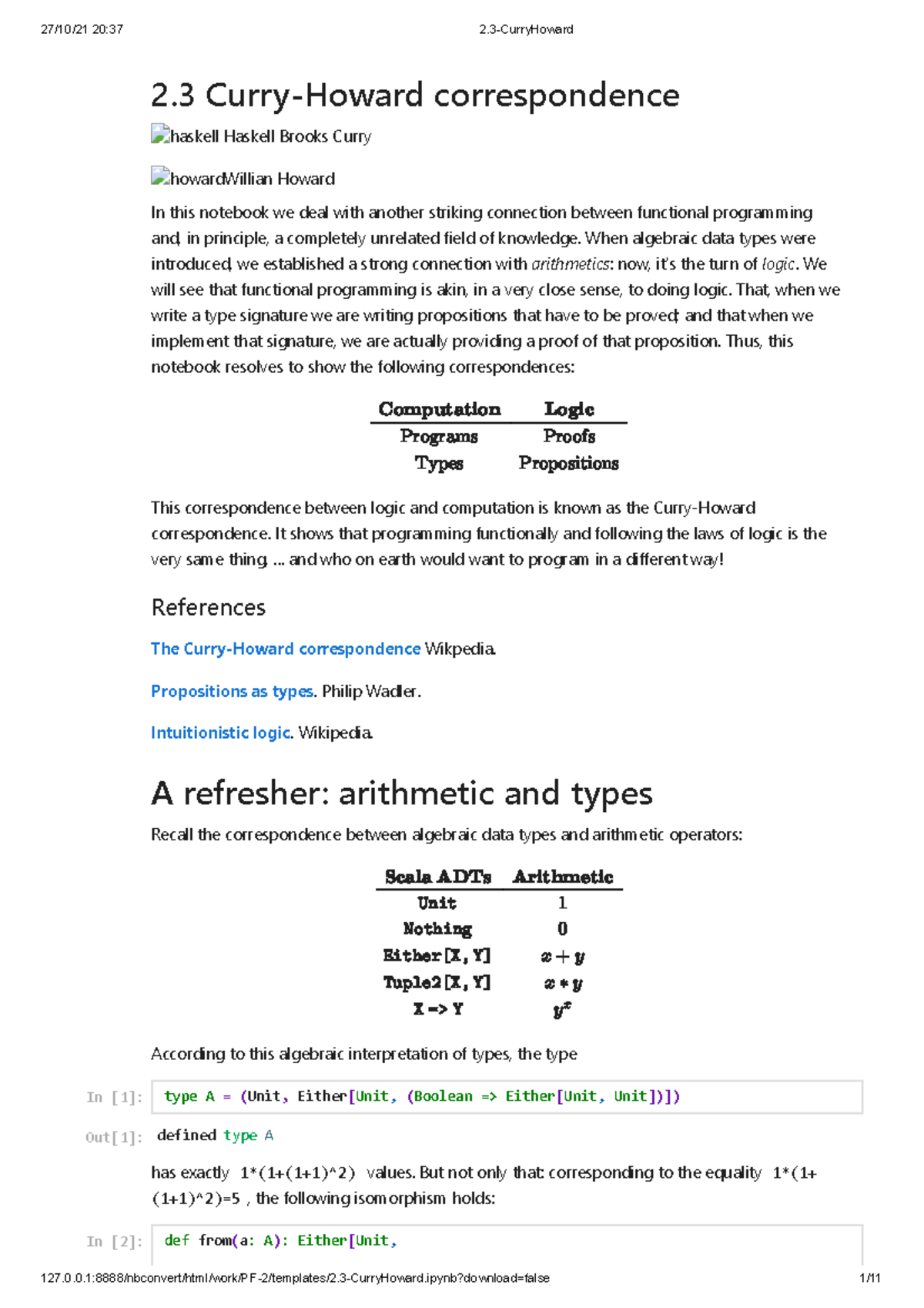 Curry Howard - Scala - 2 Curry-Howard correspondence haskell Haskell ...