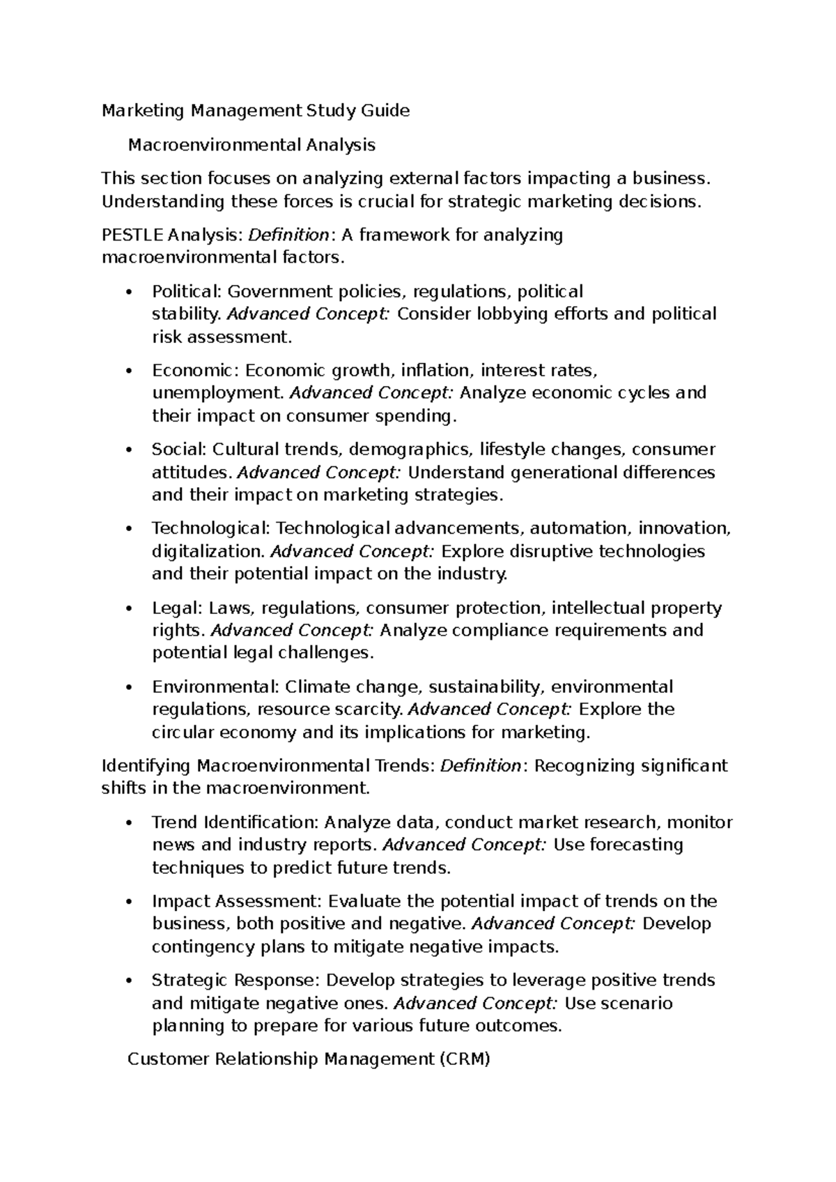 Marketing Notes - Marketing Management Study Guide 🌎 Macroenvironmental ...