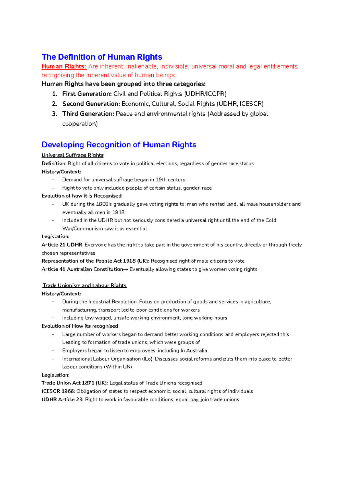 Year 12 legal studies notes for human rights - The Definition of Human ...