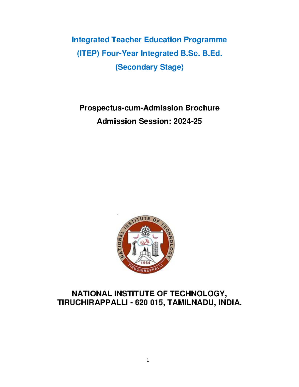 ITEP Prospectus-cum-Admission Brochure BSc BEd 2024 25 - Integrated ...