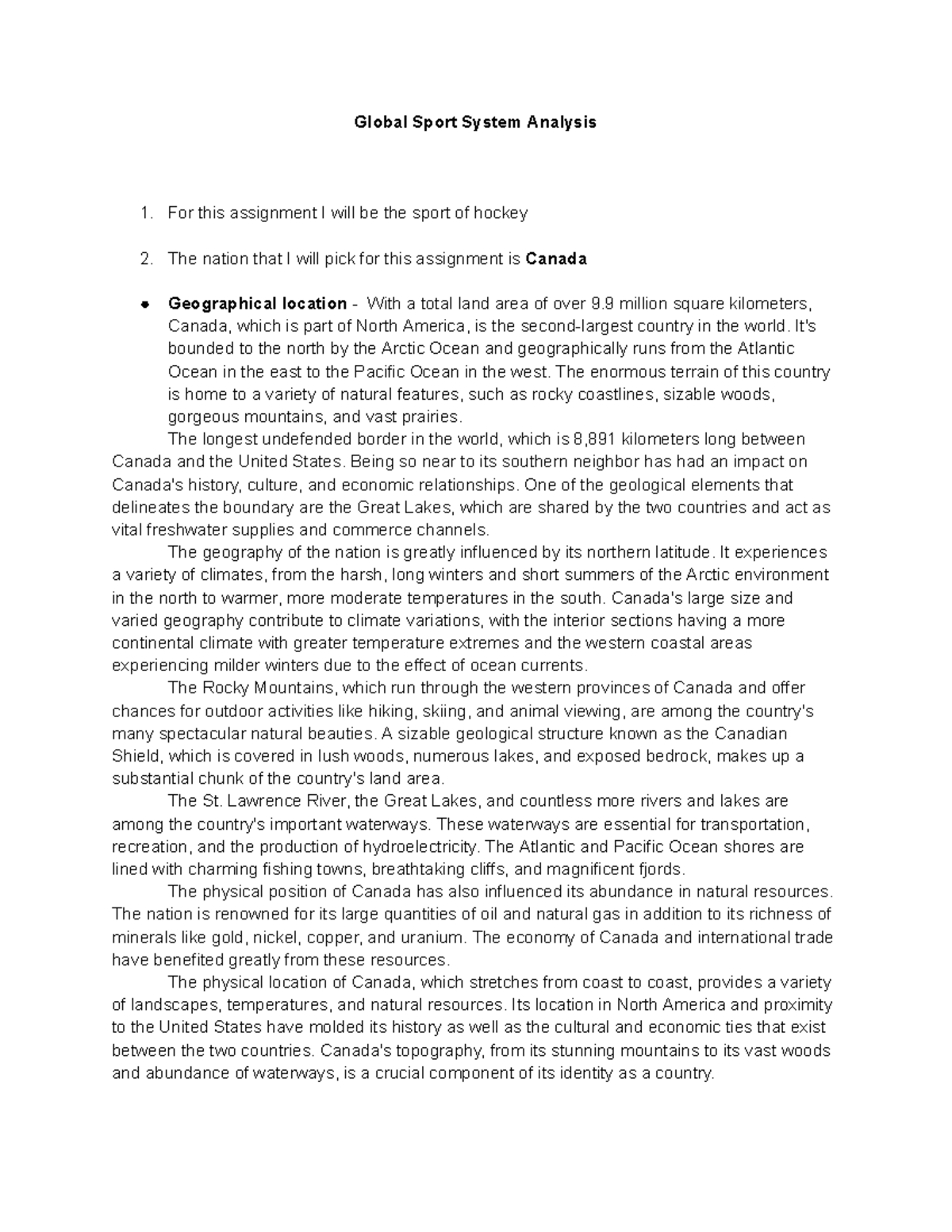APK3400 - Country assignment - Global Sport System Analysis For this ...