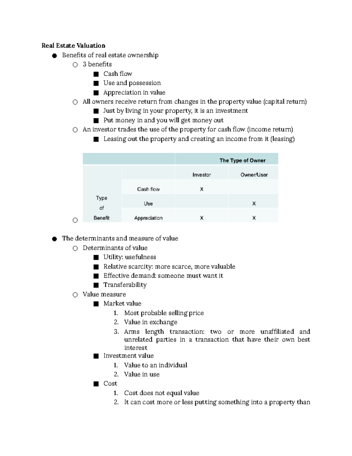 Module 6 - Appraisal - class notes - springer - Real Estate Valuation ...