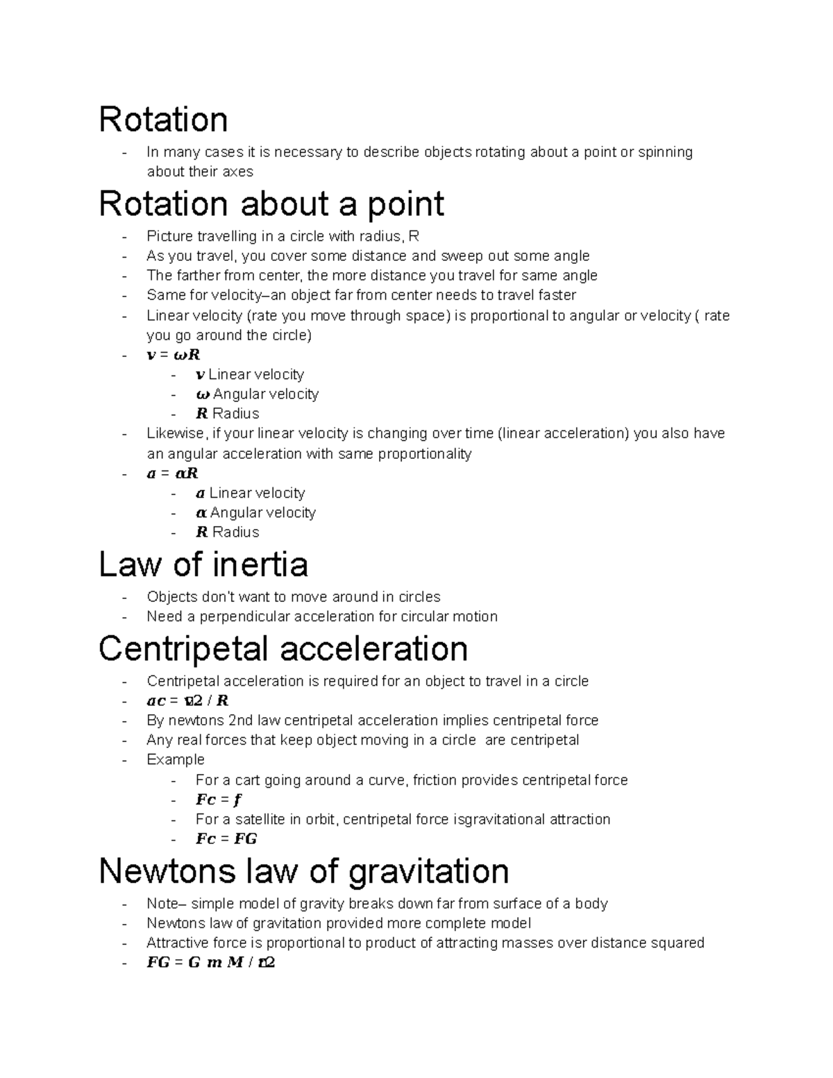 Physics 6 - this is from last weeks notes - Rotation In many cases it ...