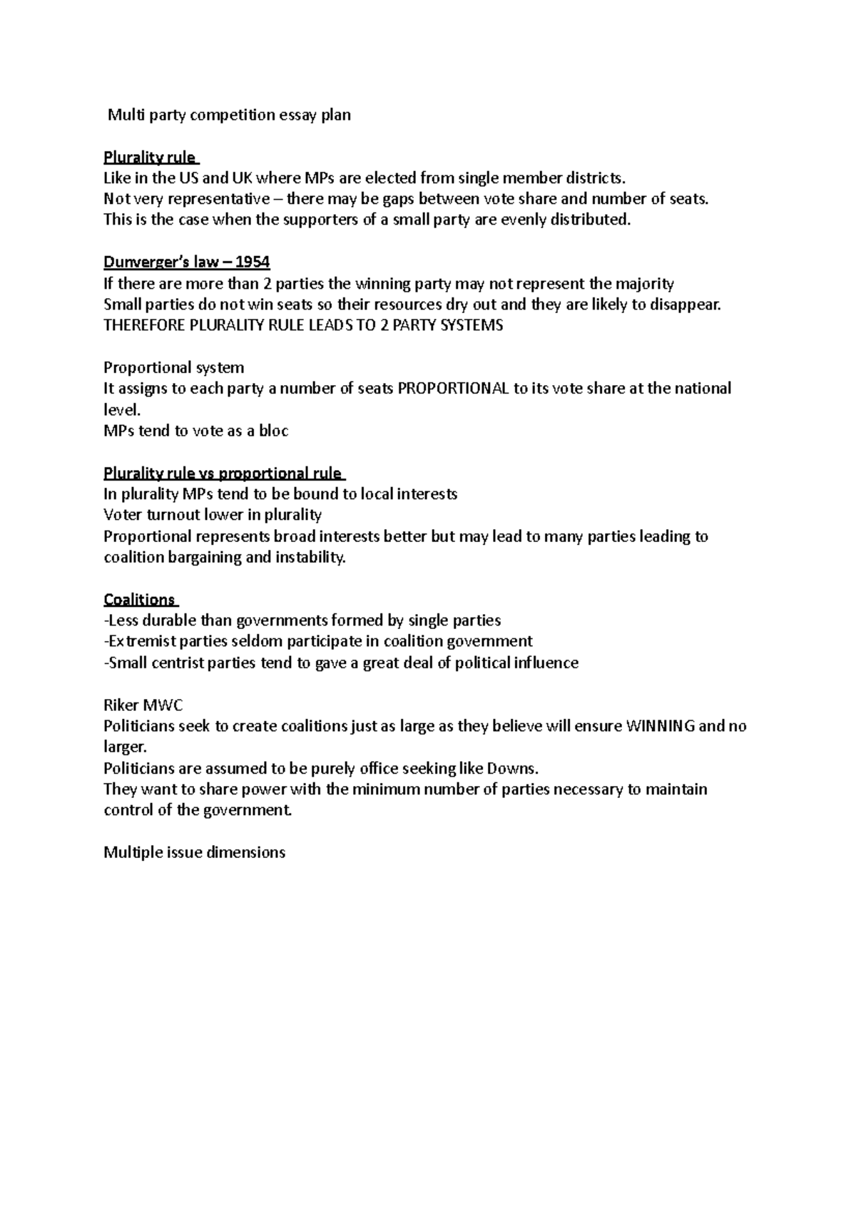 Multi party competition essay plan - Multi party competition essay plan ...