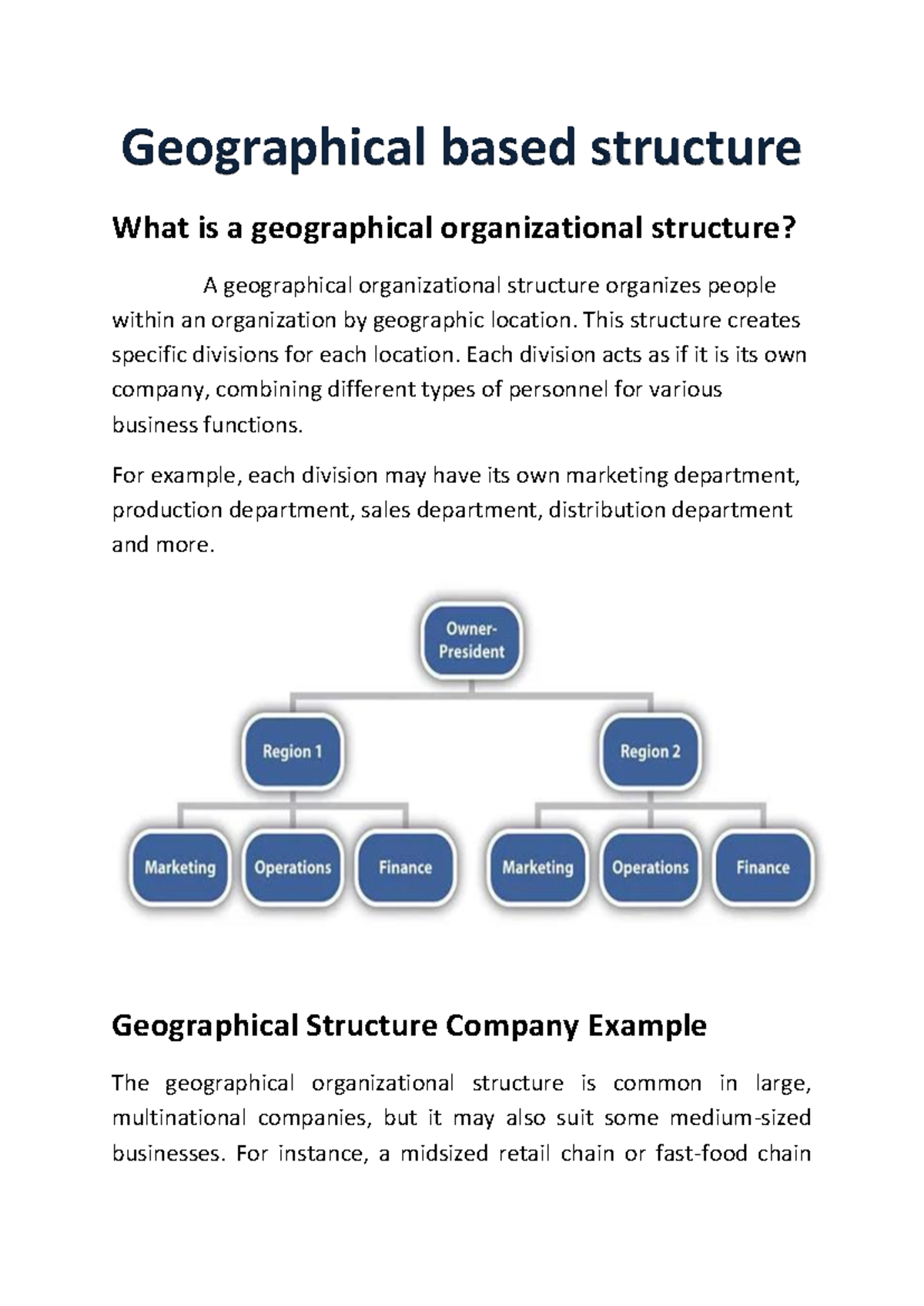 Geographical based structure 1 - Geographical based structure What is a ...