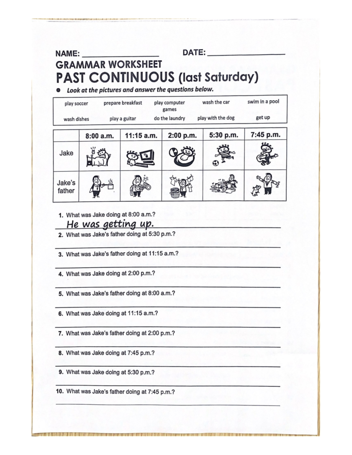 PAST Continuous last Saturday - Quan Tri Kinh Doanh 1 - Studocu