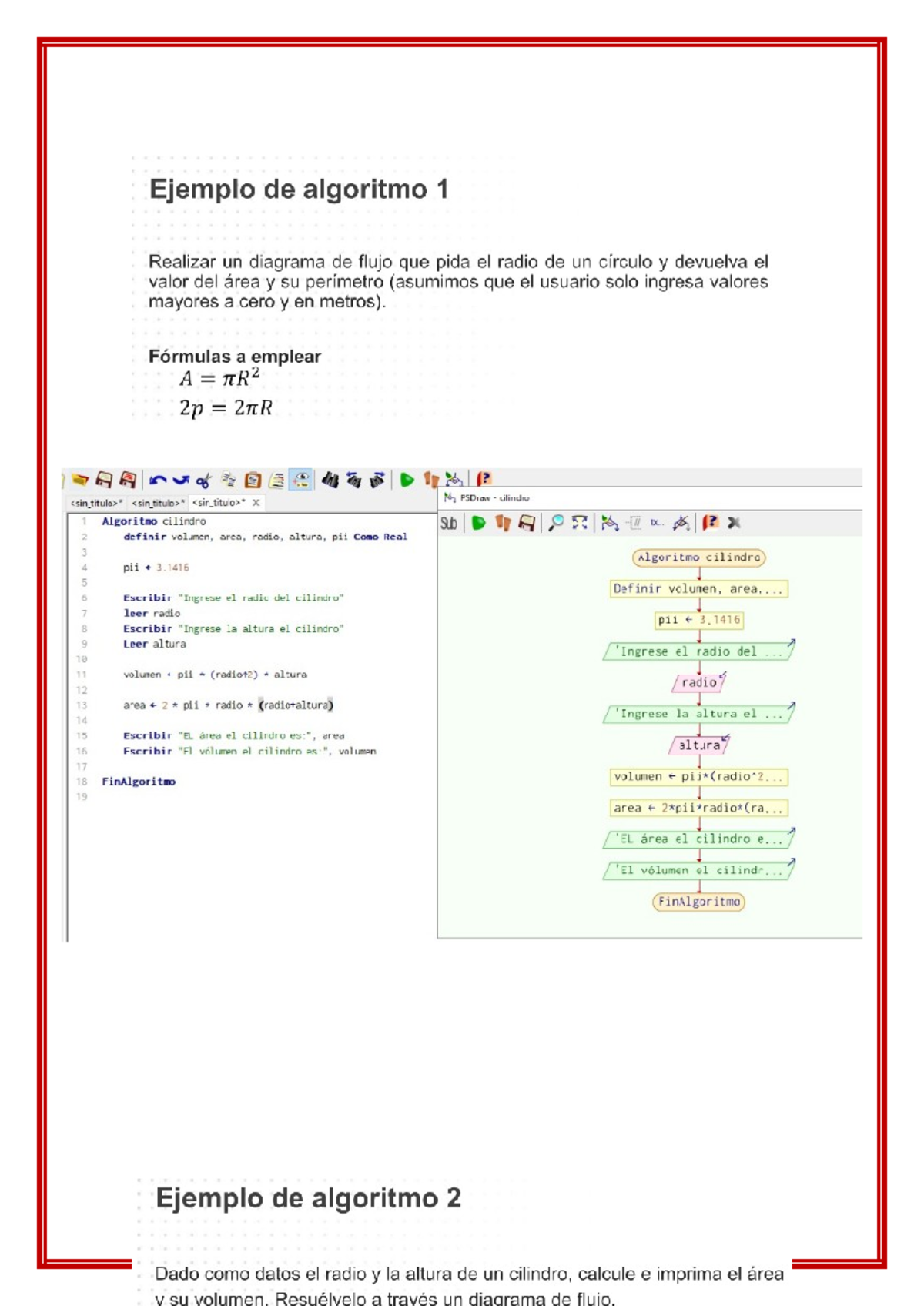 Tarea 5 - Algoritmos st - ... - Ejemplo de algoritmo 1 Realizar un diagrama de flujo que pida el ...