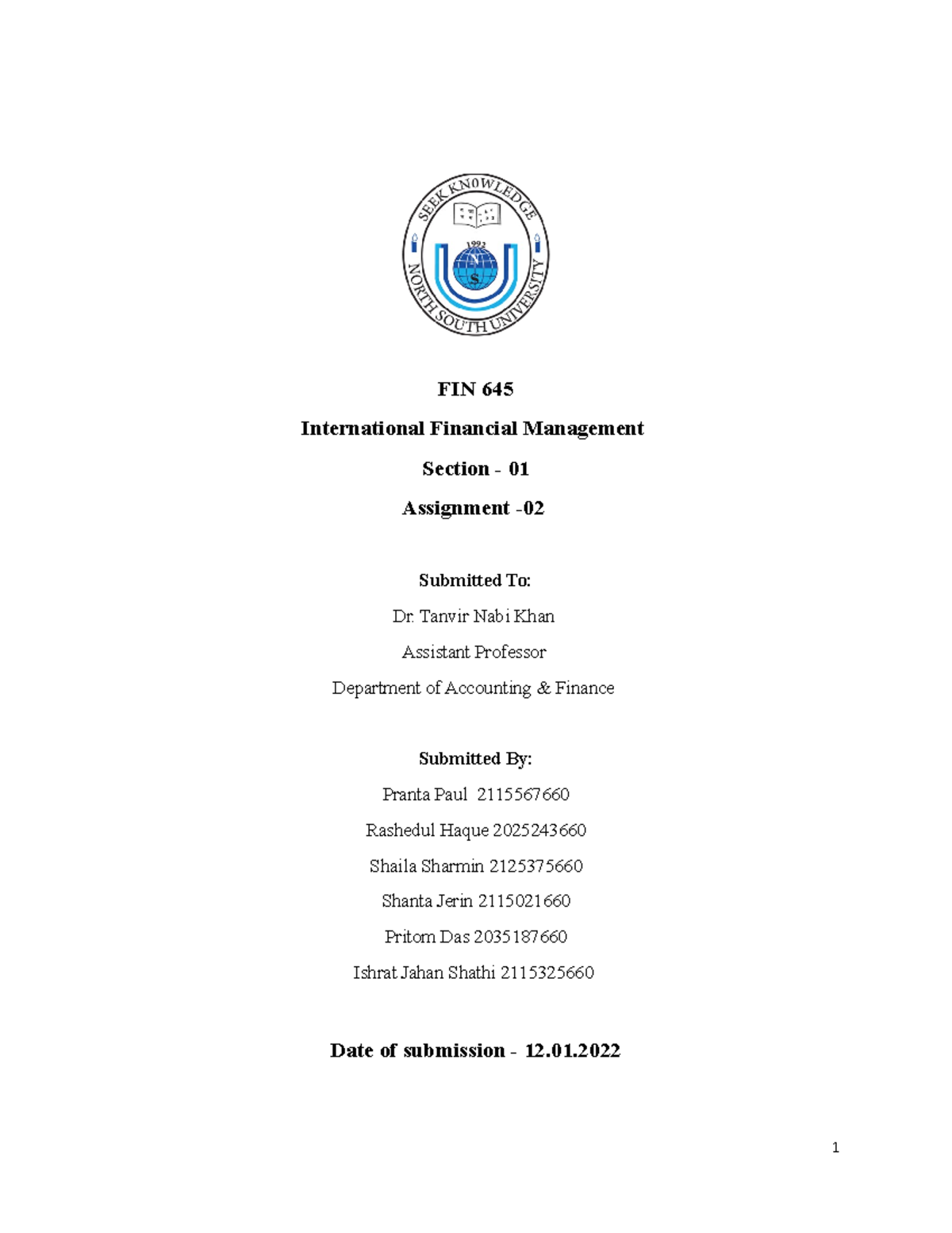 International Finance Management Report On Unilever FIN 645