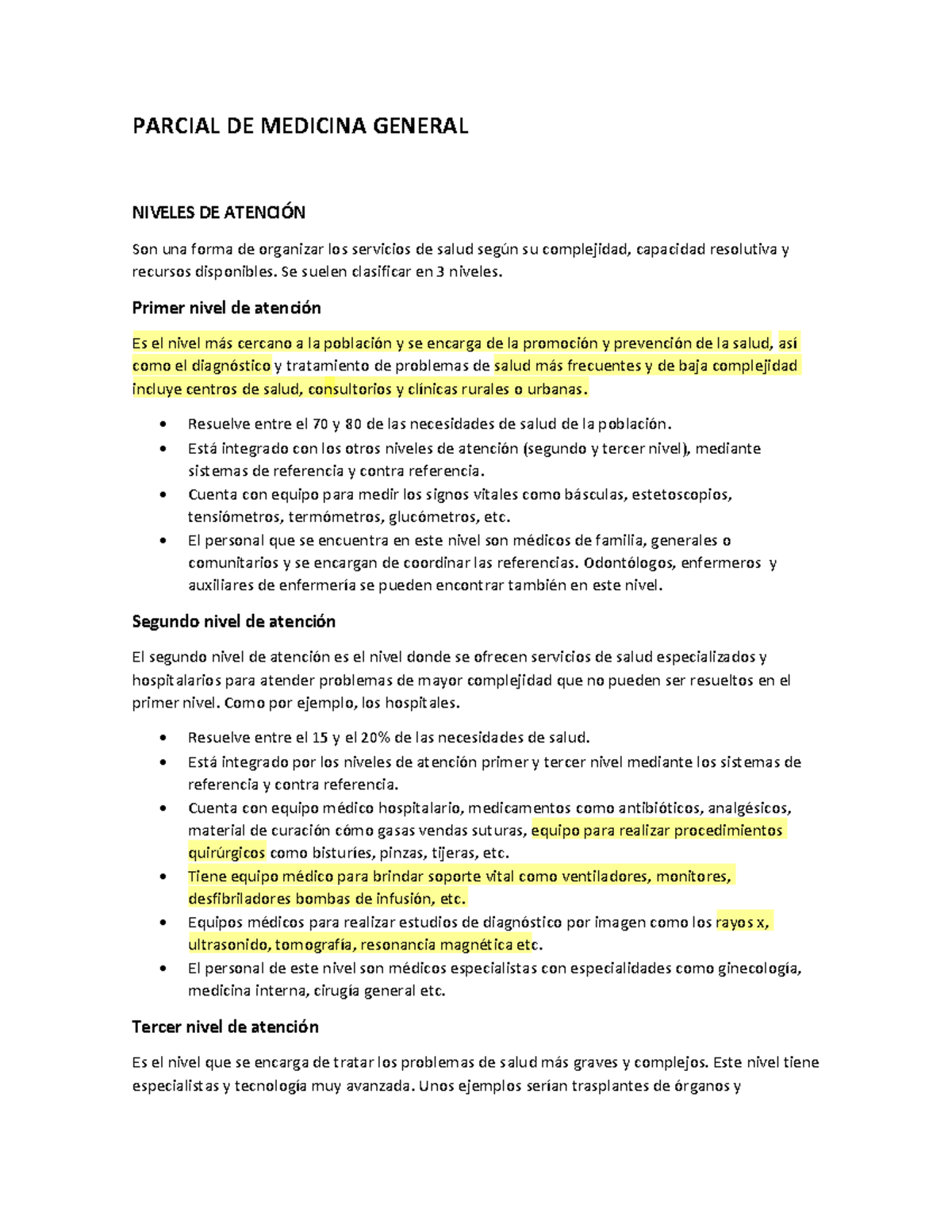 Resumen parcial de medicina general - PARCIAL DE MEDICINA GENERAL ...