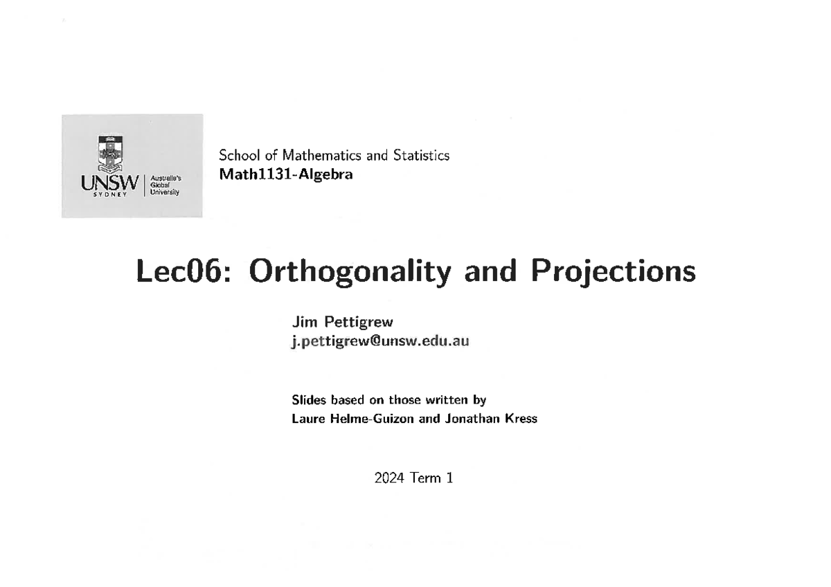 MATH1131 Algebra T1 2024 Stream C D Slides For Lec06 Annotated - MATH1131 - Studocu