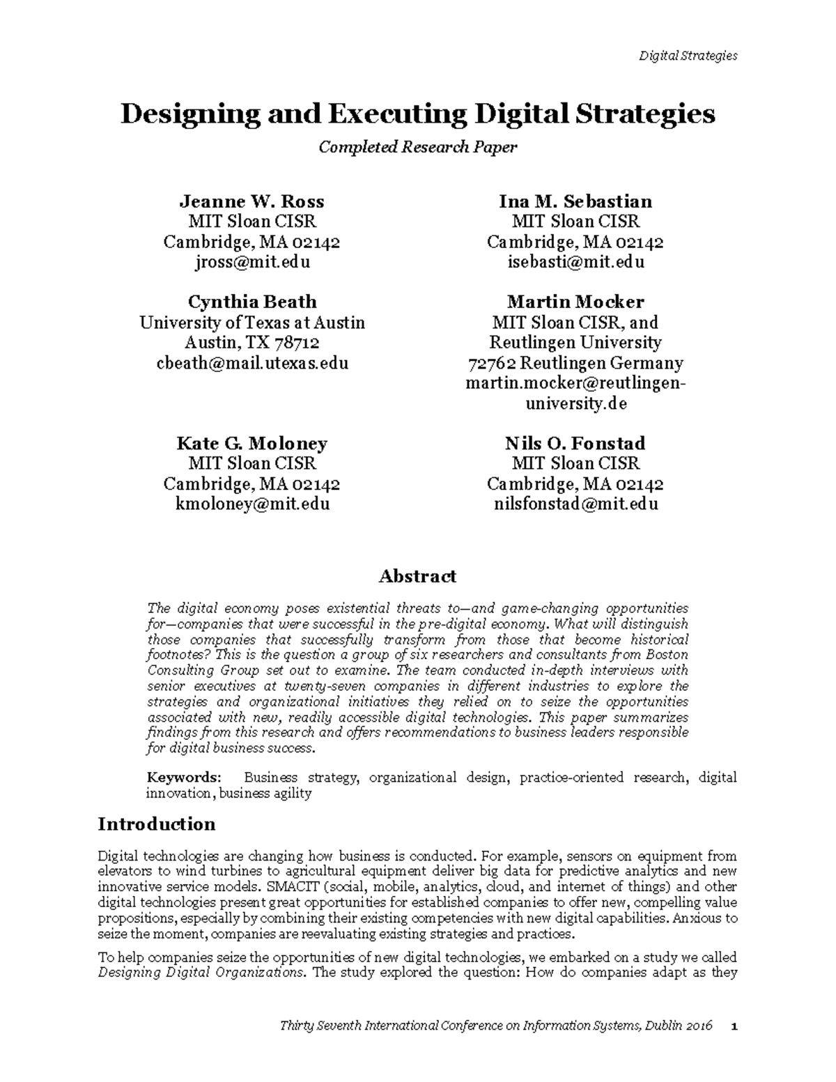 Designing and Executing Digital Strategies - Designing and Executing ...