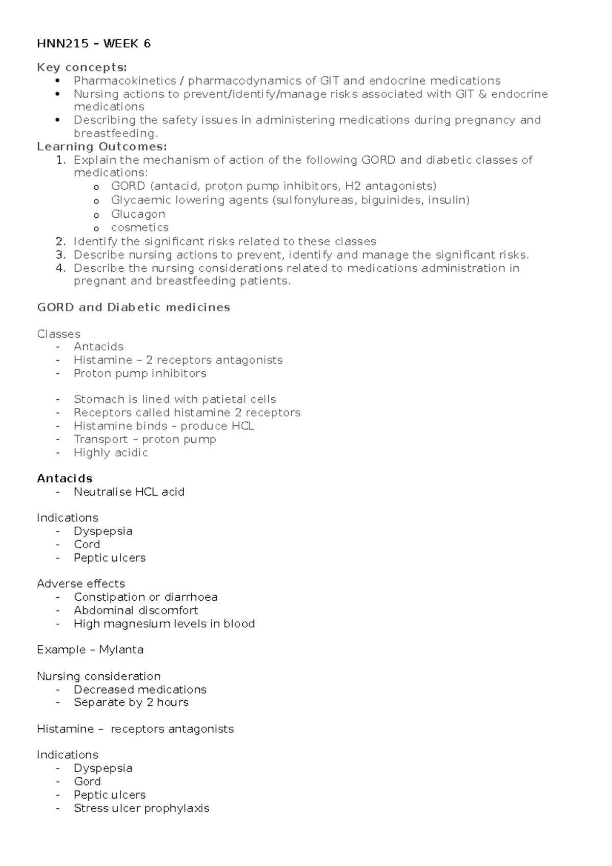 HNN215 - week 6 - notes - HNN215 – WEEK 6 Key concepts ...