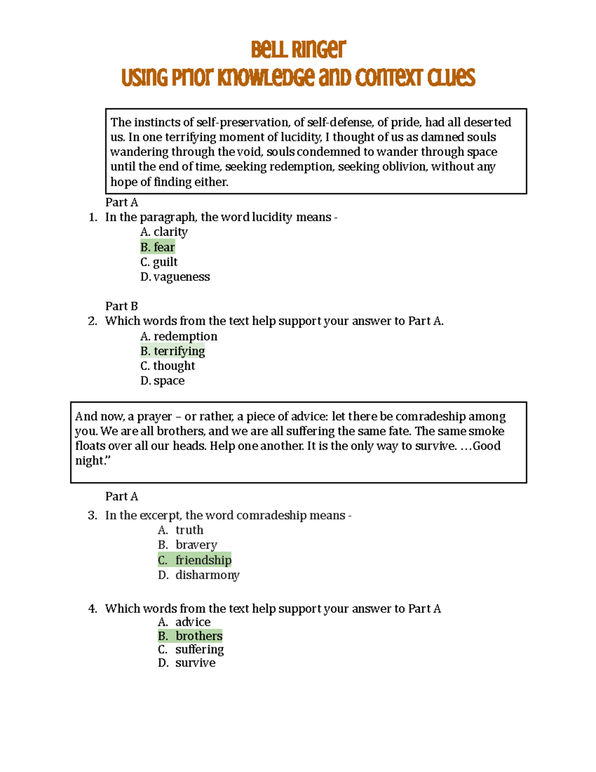 Annie Wreh - Staar Practice 3.3 Day 1 Bell Ringer - Bell Ringer Using ...