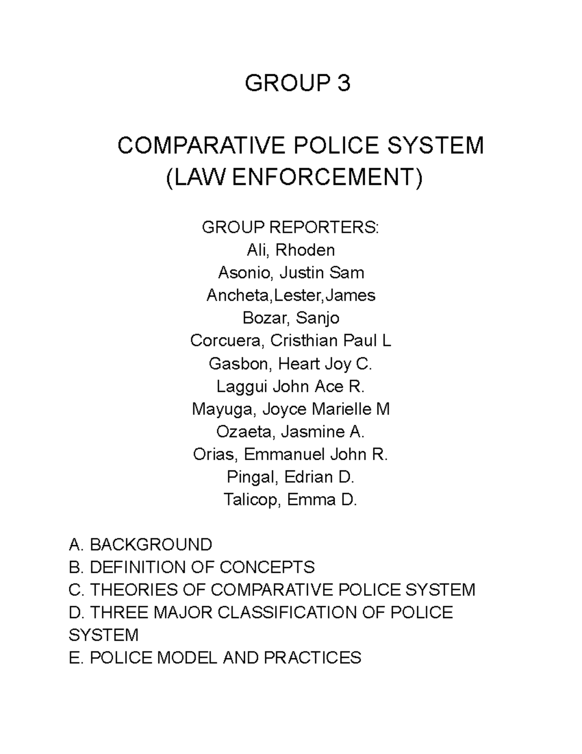 Group 3 Manus 1 - lea - GROUP 3 COMPARATIVE POLICE SYSTEM (LAW ...