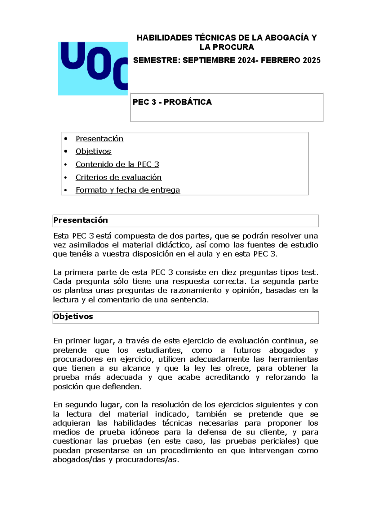 M4.381 PEC 3 2024 - PEC 3 HABILIDADES TECNICAS DE LA ABOGACIA Y LA ...