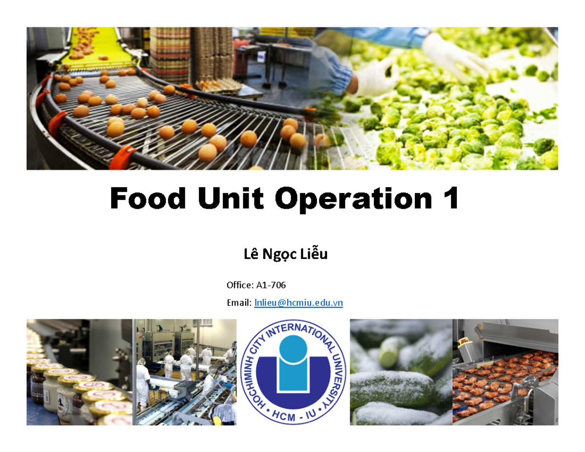 Le Ngoc Lieu chapter 1 Dehydration - Food Unit Operation 1 Lê Ngọc Liễu ...