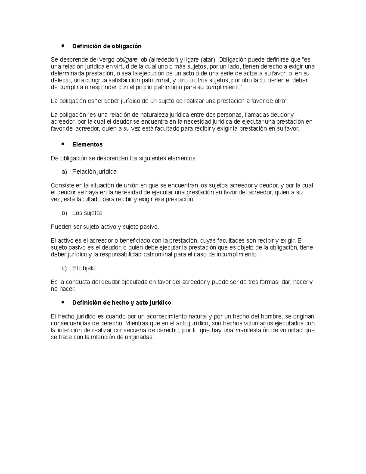 Act1 - Apunte y mas - Definición de obligación Se desprende del vergo ...