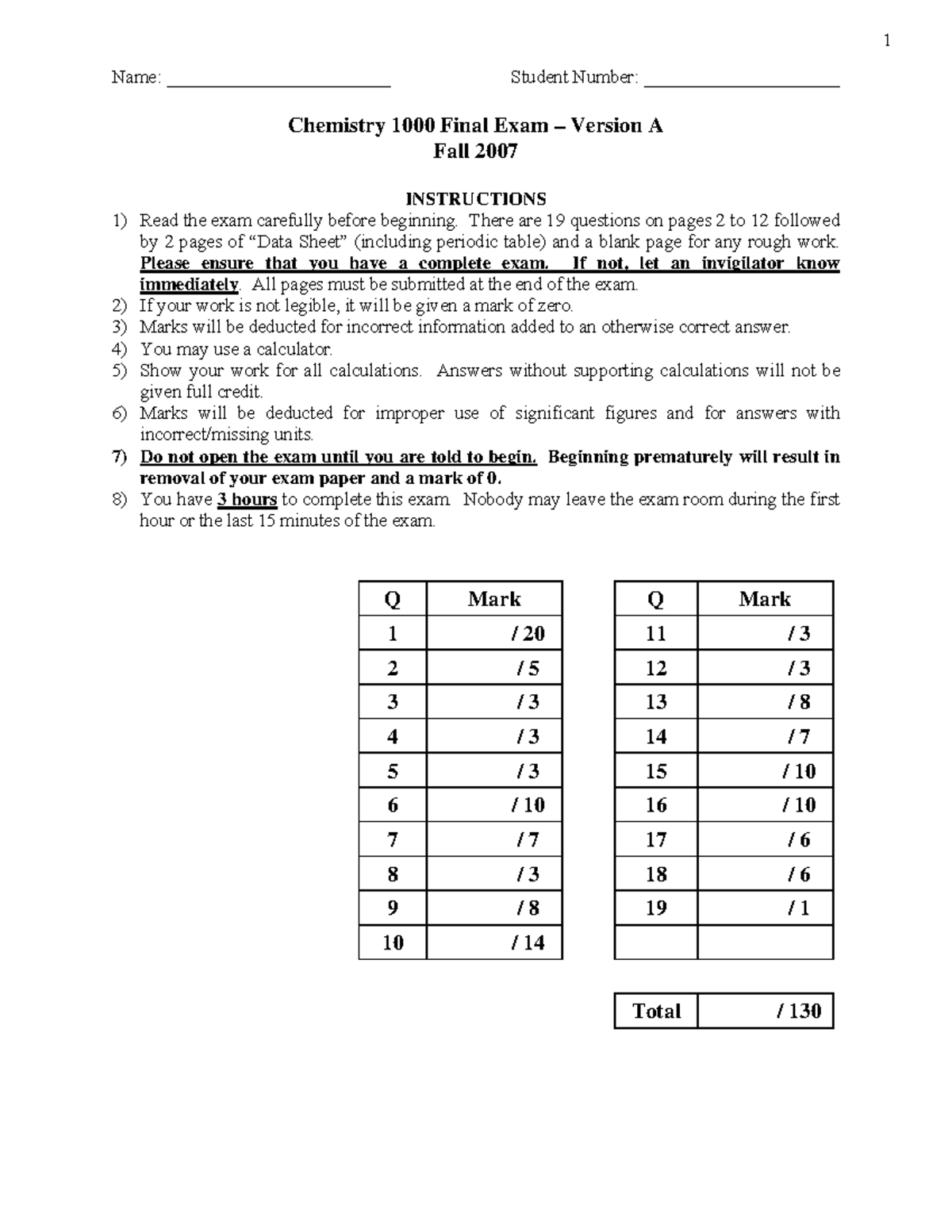 Exam 2007, Questions and answers - Name ...