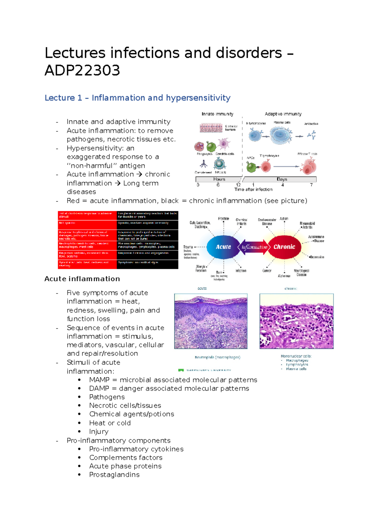 Lectures Infections and Disorders summary - Lectures infections and ...