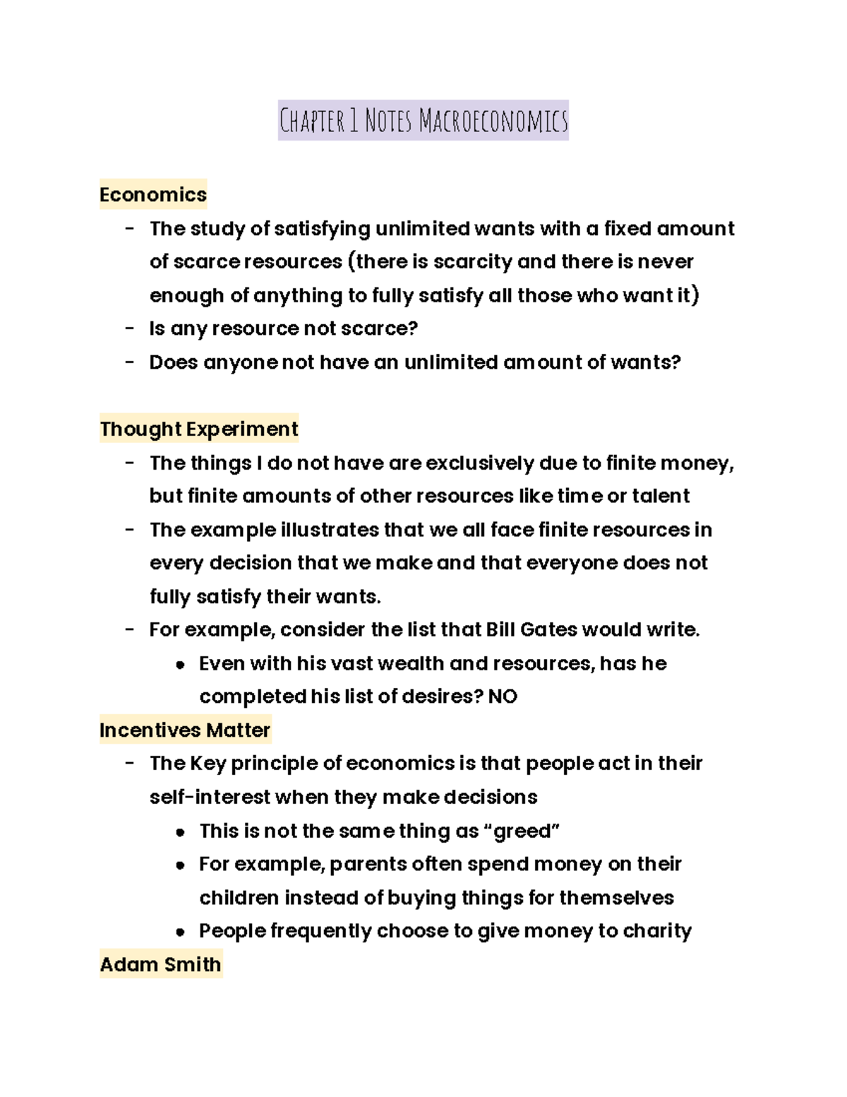 Chapter 1 notes (macro) - Chapter 1 Notes Macroeconomics Economics ...