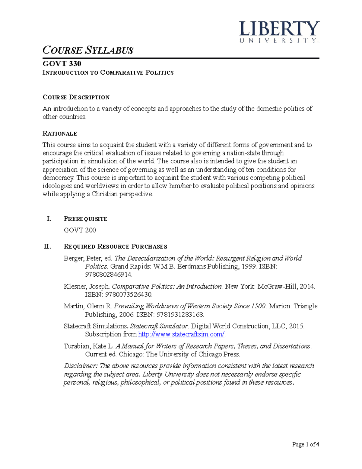 GOVT330 8wk Syllabus-2018-20-B - COURSE SYLLABUS GOVT 330 INTRODUCTION ...