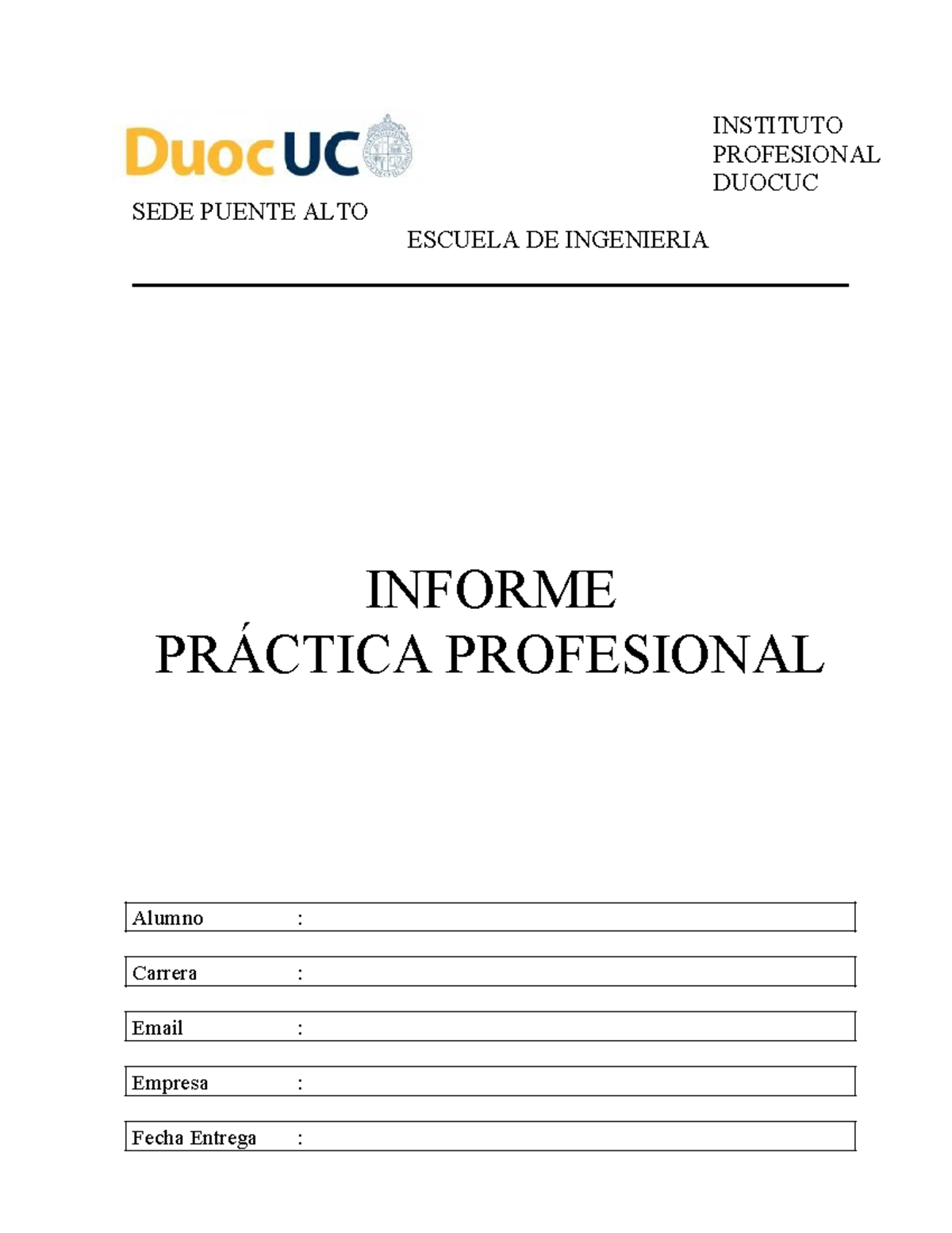 Formato Portada Informe Práctica - Portafolio - INSTITUTO PROFESIONAL DUOCUC SEDE PUENTE ALTO ...