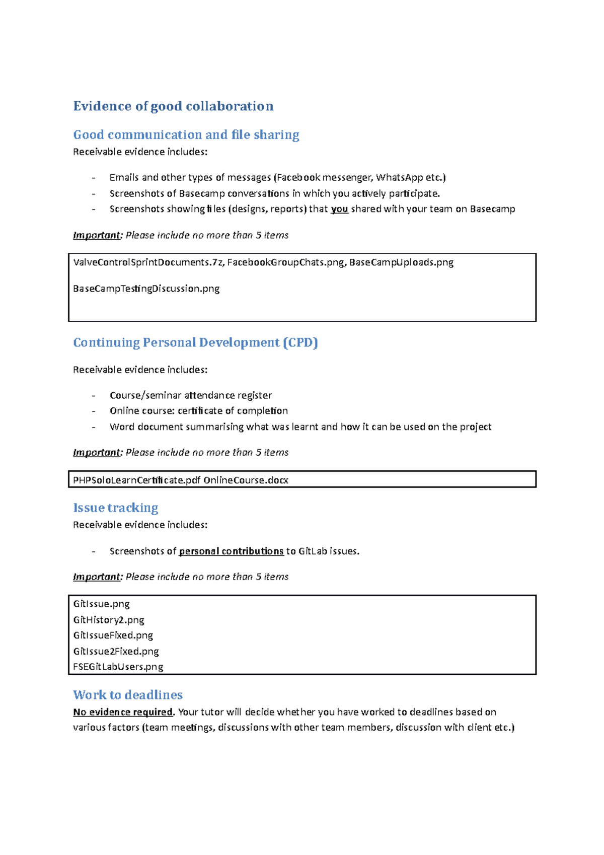 Collaboration template Sprint 2 - Evidence of good collaboration Good ...