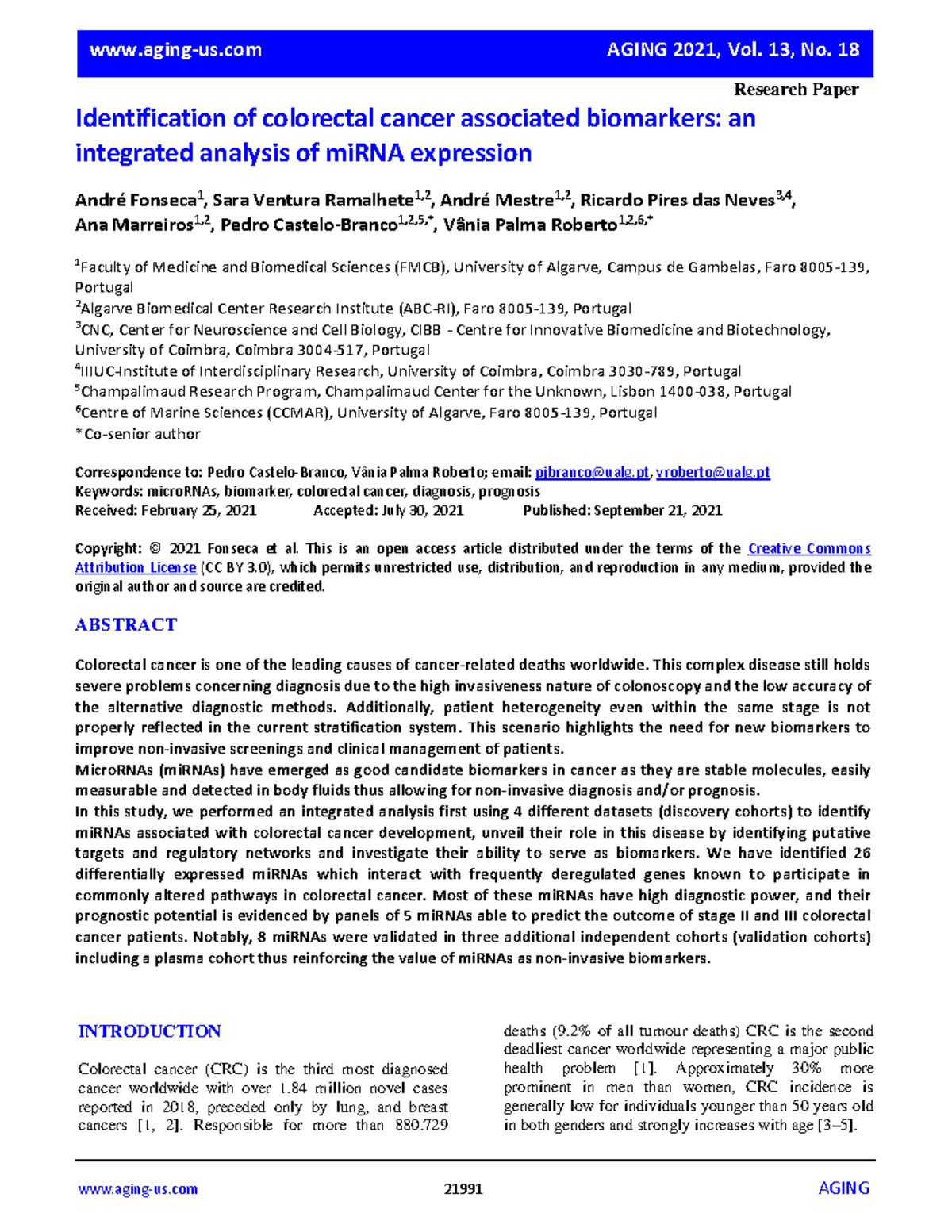 Aging-13-203556 - nada - INTRODUCTION Colorectal cancer (CRC) is the ...