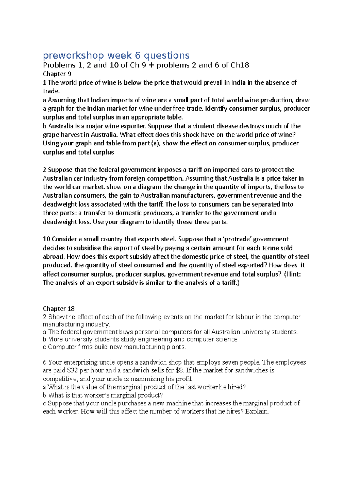 Week 6 preworkshop questions - preworkshop week 6 questions Problems 1 ...