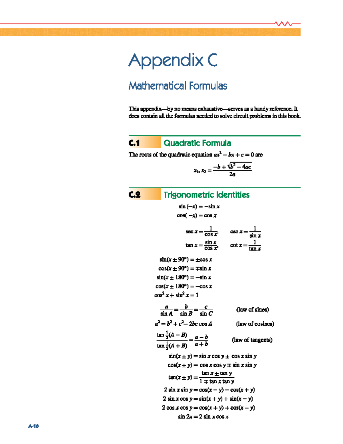 Formulas Sadiku para numeros complejos - Circuitos corriente alterna ...